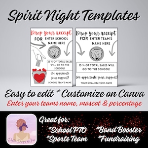 Spirit Night Flyers . Canva Edit . Instant Download . School ...