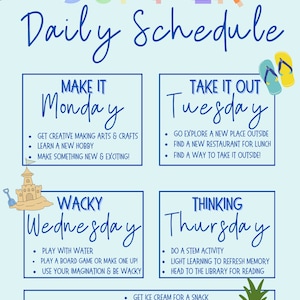Kids Summer Daily Checklist . Instant Download . Summer Printable ...