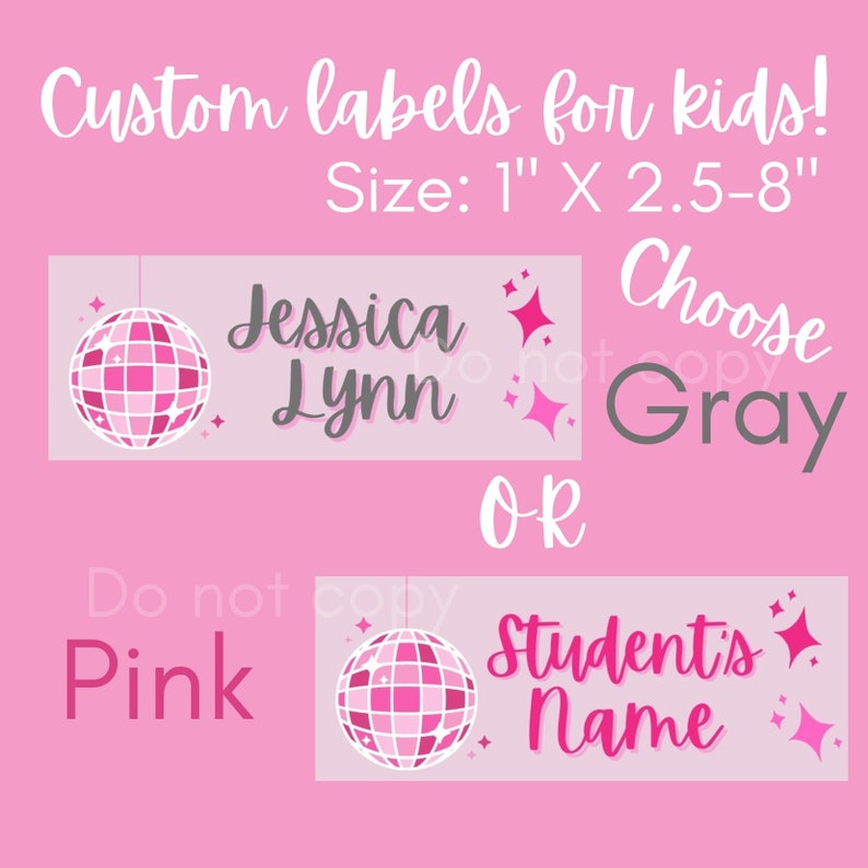Pink Disco Labels for School . Pink Sparkle Labels . School Supplies ...