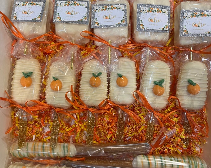 Little Cuties Orange Baby Shower Chocolate Treats, Oreos, Pops ...