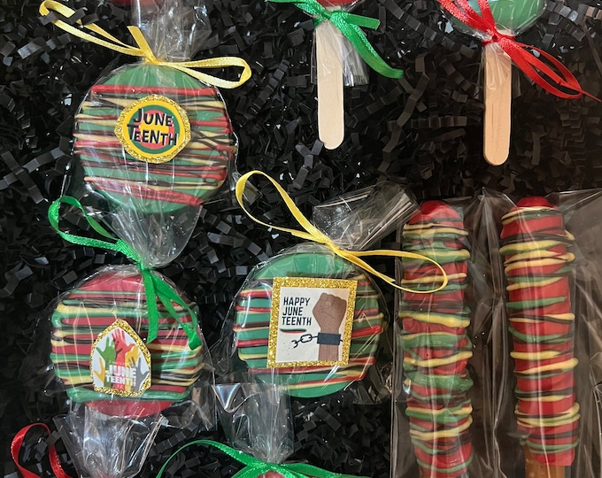 Chocolate Dipped Juneteenth Treats. Juneteenth Chocolate Pops ...