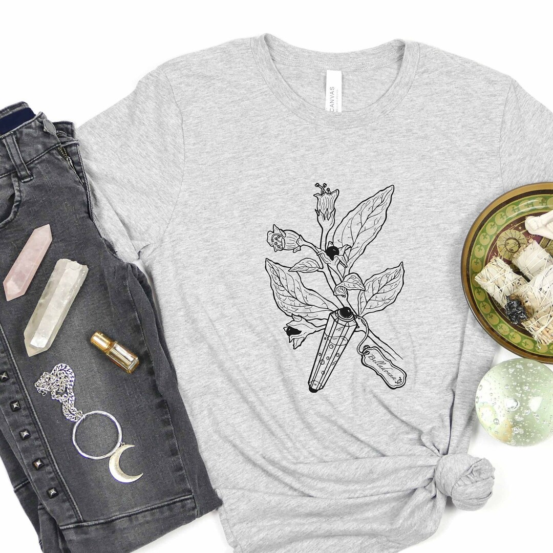 Witchy Herbalist Shirt, Belladonna Green Witch Magical Potion Tee ...
