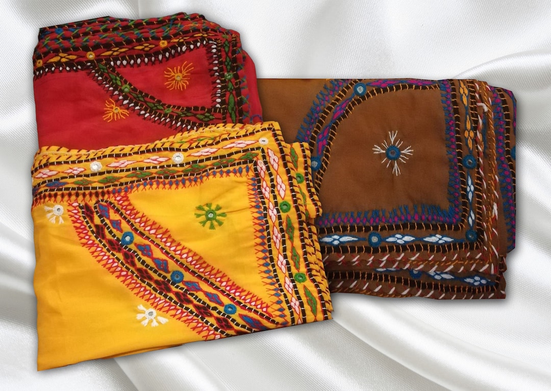 Hand Embroidery Pakistani Sindhi Chadar Elegant Dupatta Stole - Etsy