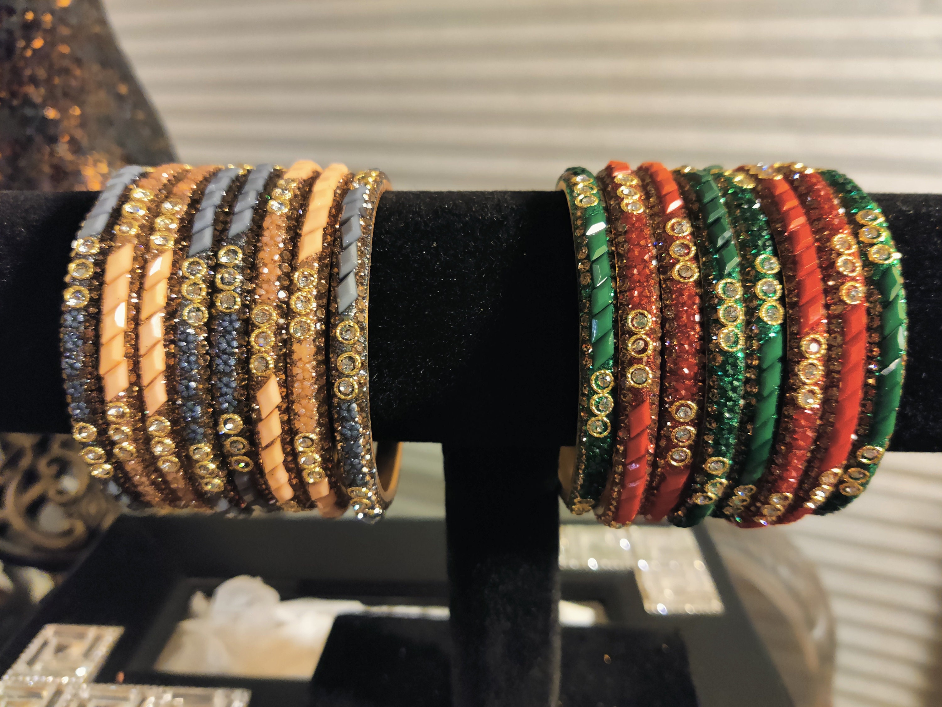 Hyderabadi Bangles Set: Indian Kangan Bracelet With Studded Stones ...