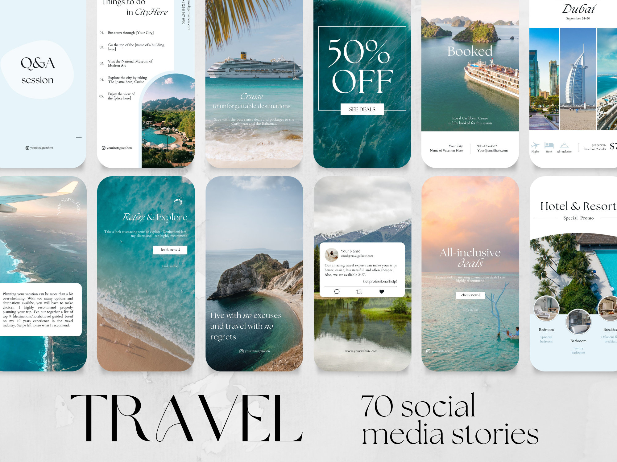 70 Travel Social Media Stories Templates | Facebook Instagram IG ...
