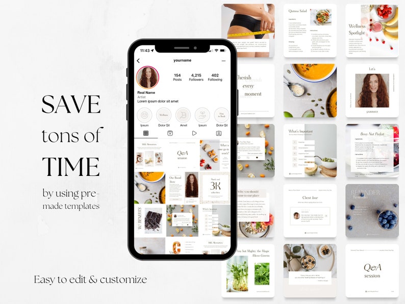 80 Nutrition Social Media Post Templates Health Wellness Coach ...