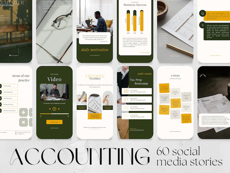60 Accounting Bookkeeping Tax Social Media Stories Templates | Firm ...