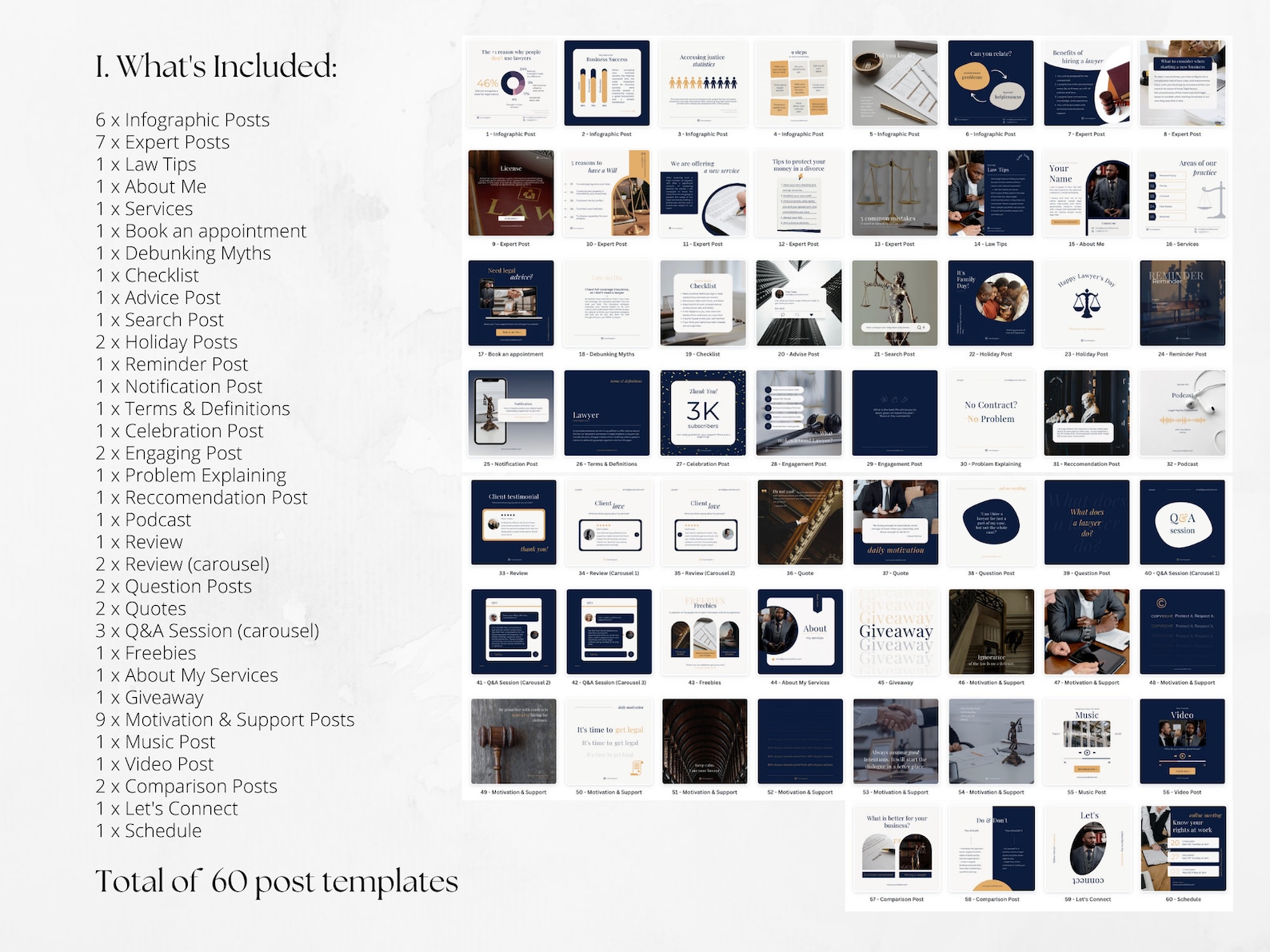 200 Lawyer BUNDLE: 60 Posts, 60 Stories, 80 Highlight Covers Template ...
