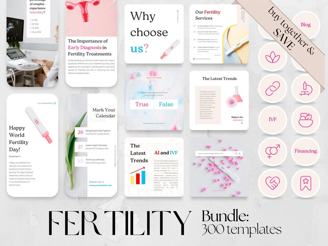 BUNDLE: 300 Fertility Post, Story, Highlight Cover Templates | Social ...