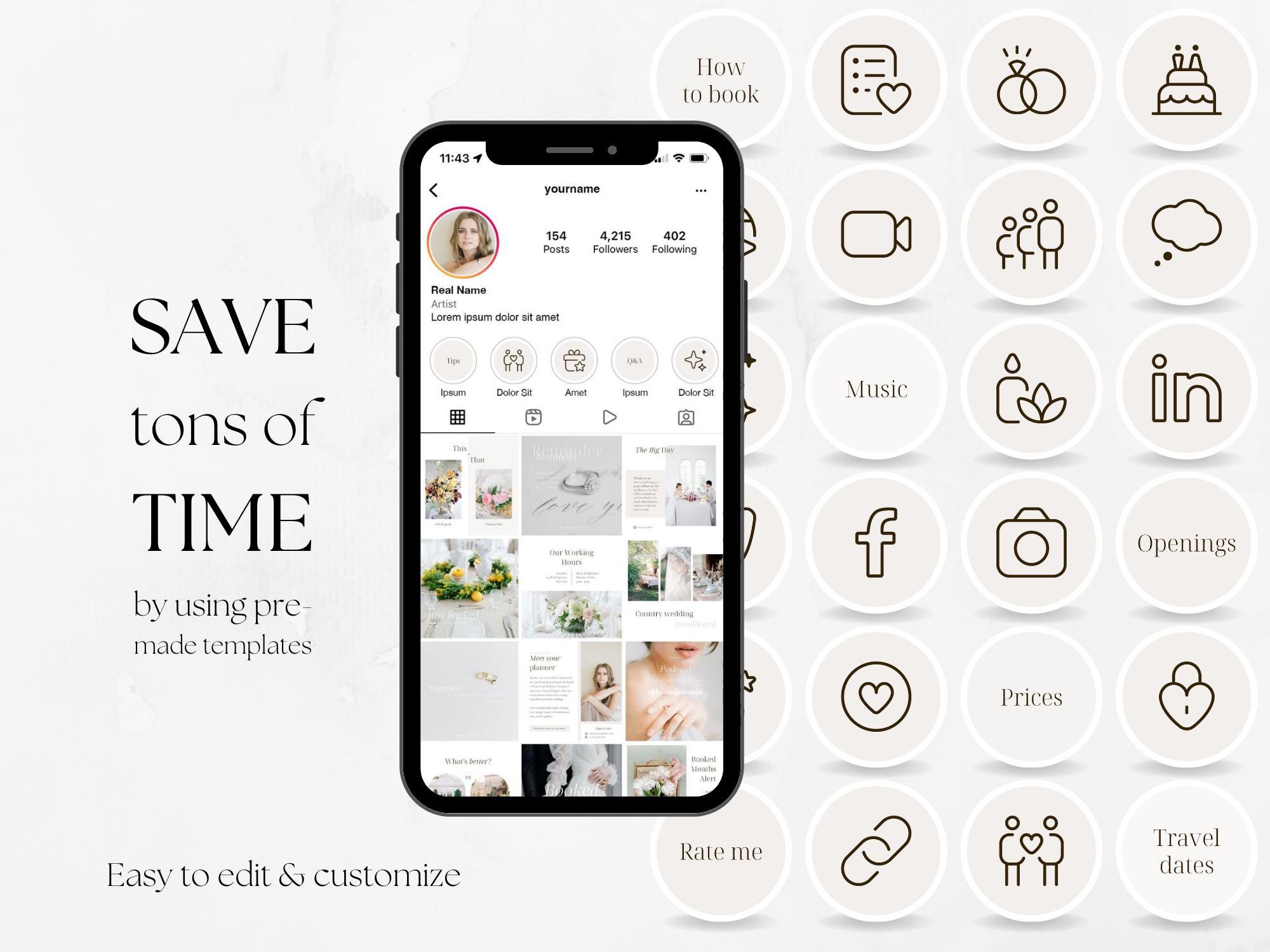 100 Wedding Planner Story Highlight Cover Templates | Instagram Circles ...