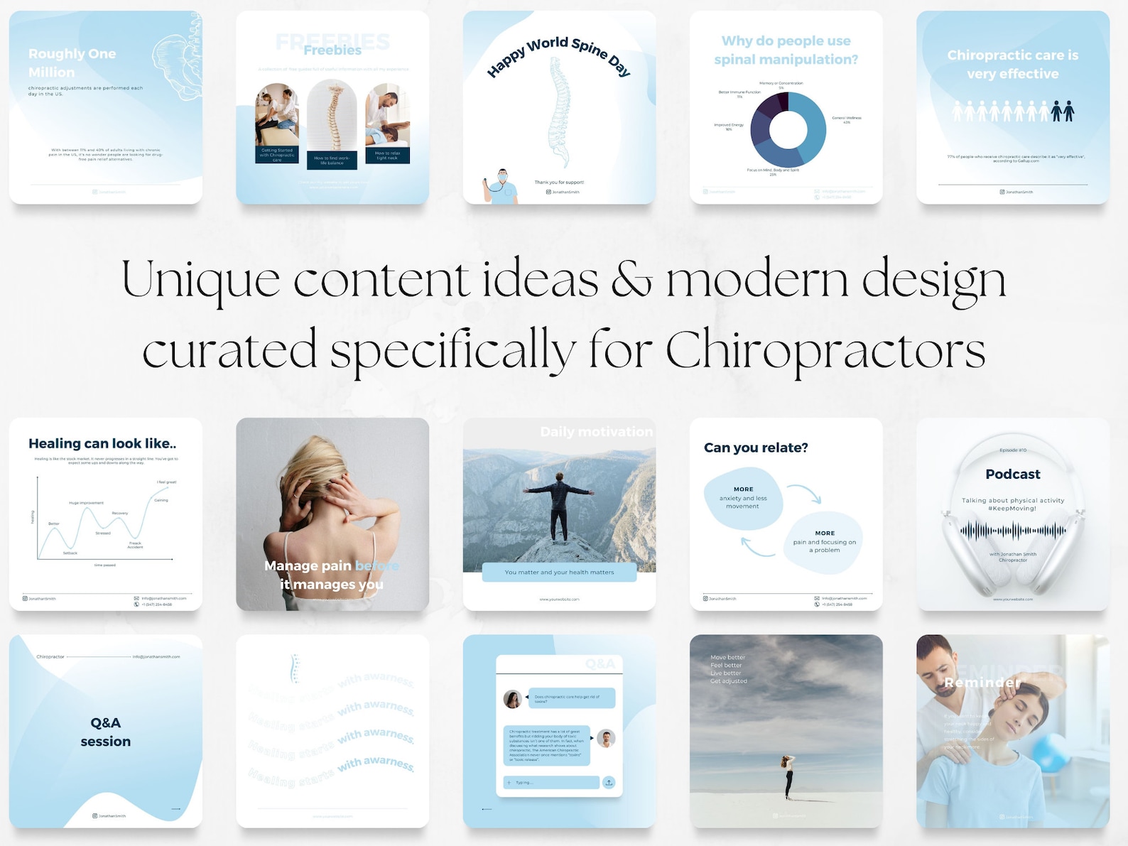 60 Chiropractor Social Media Posts Templates | Chiropractic Doctor ...