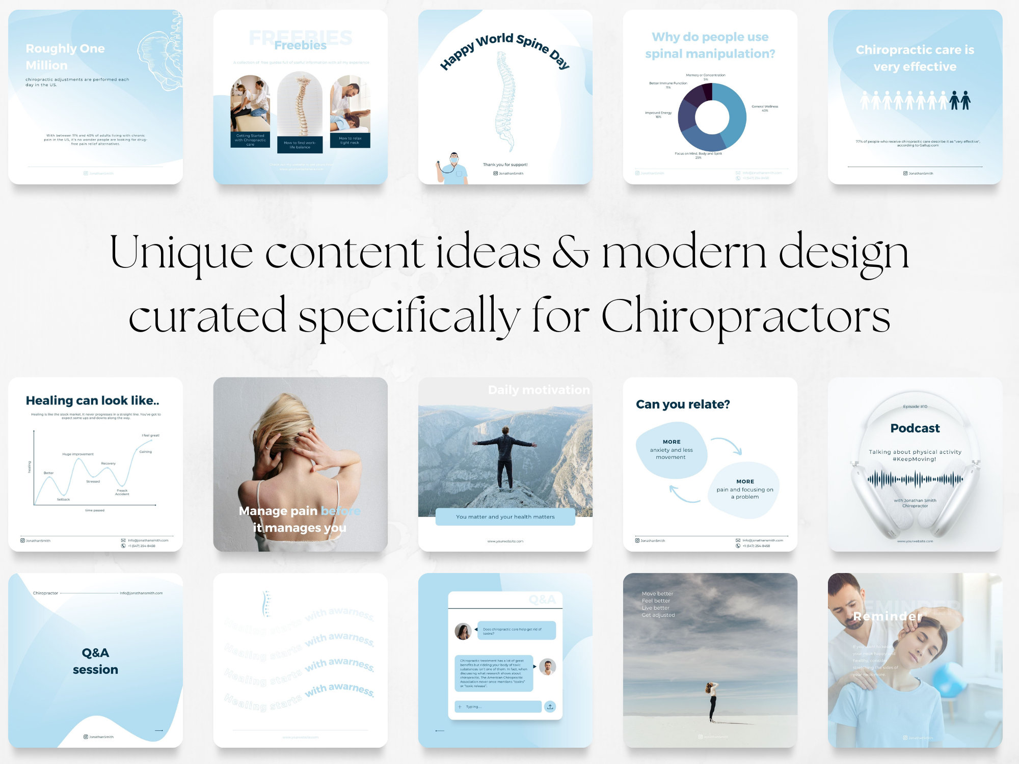 60 Chiropractor Social Media Posts Templates | Chiropractic Doctor ...