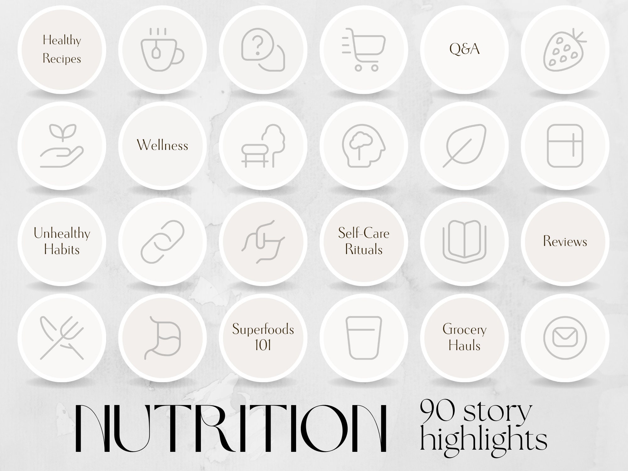 90 Nutrition Social Media Story Highlight Cover Templates | Health ...