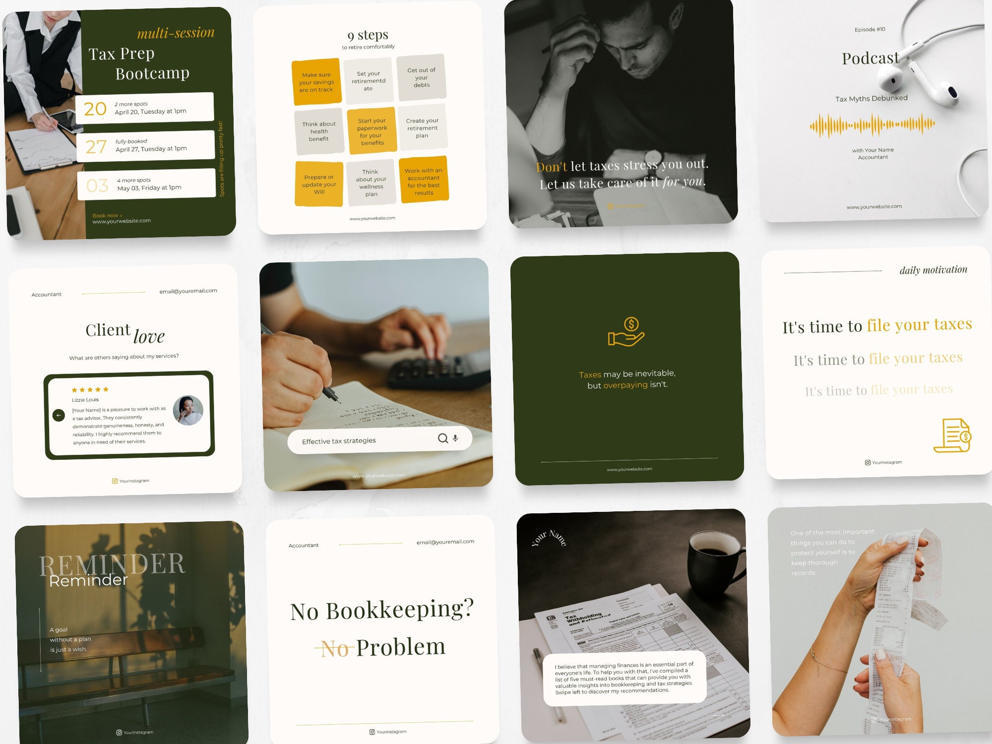 60 Accounting Bookkeeping Tax Social Media Post Templates | Firm Office ...