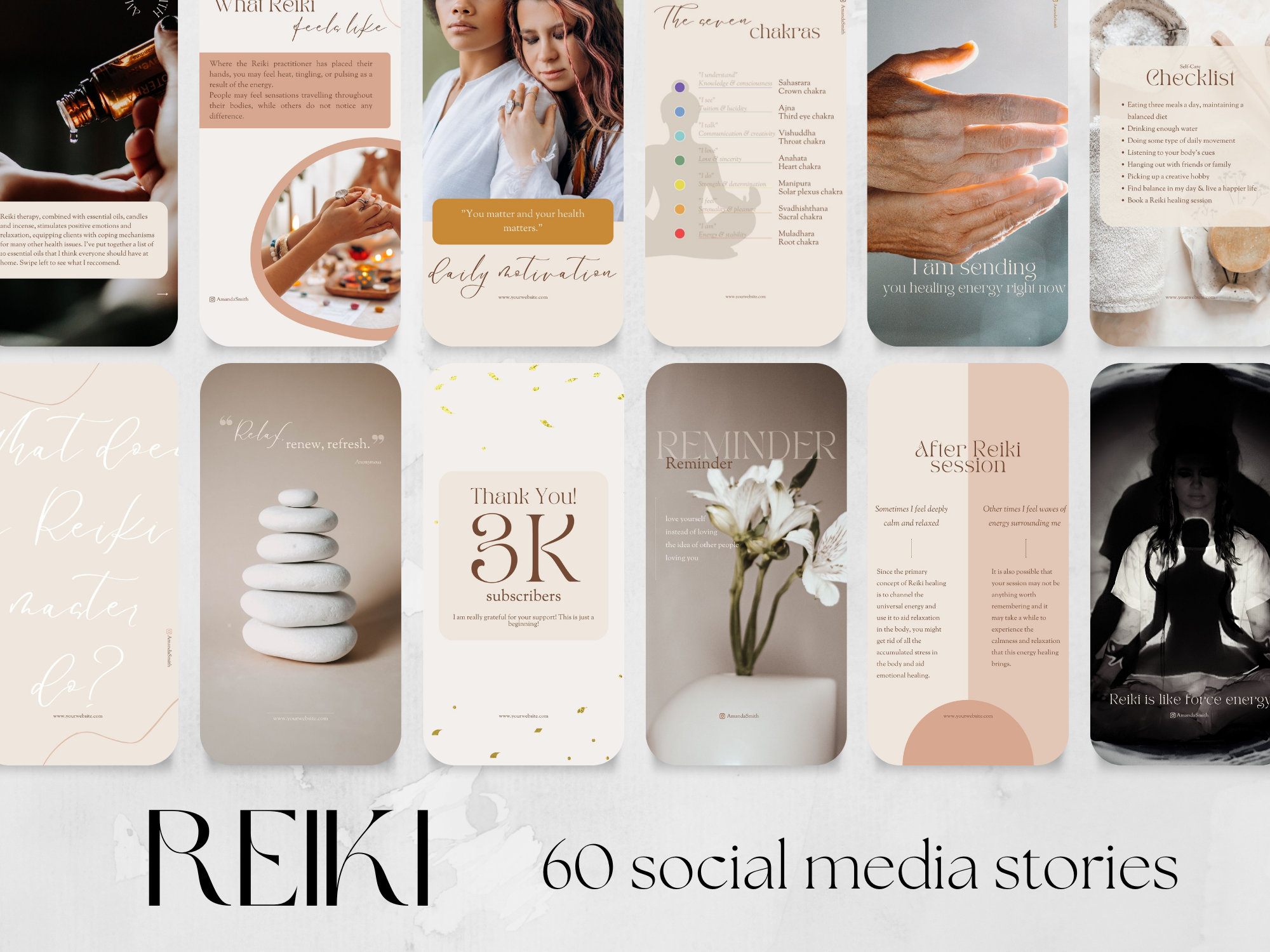 60 Reiki Master Social Media Stories Templates: Energy Healing ...