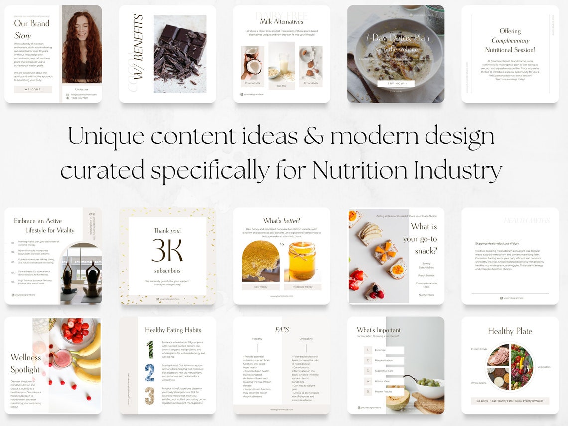 80 Nutrition Social Media Post Templates Health Wellness - Etsy