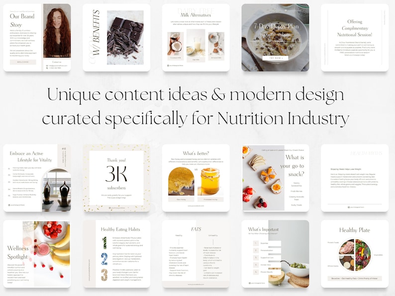 80 Nutrition Social Media Post Templates Health Wellness Coach ...