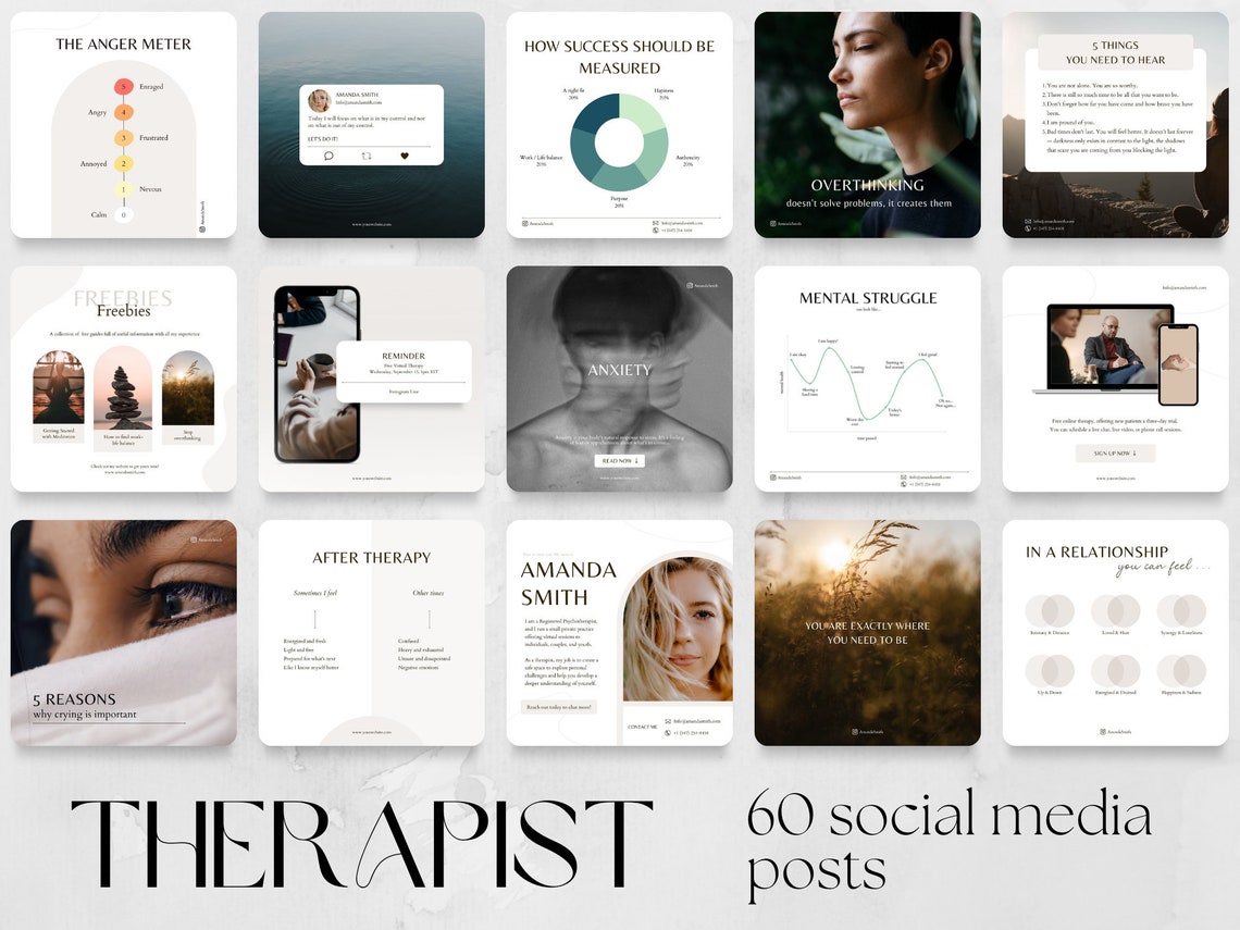 60 Psychologist Therapist Social Media Posts Templates - Etsy