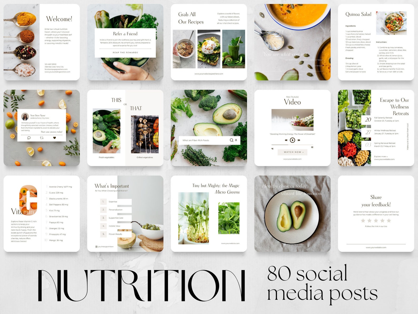 80 Nutrition Social Media Post Templates Health Wellness - Etsy