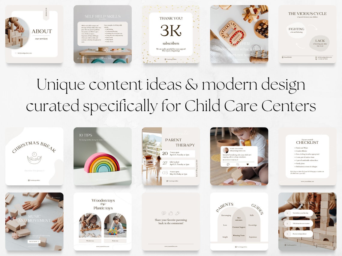50 Childcare Social Media Posts Templates | Montessori Child Care ...
