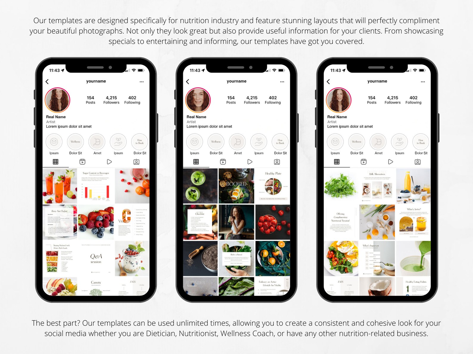 80 Nutrition Social Media Post Templates Health Wellness Coach ...
