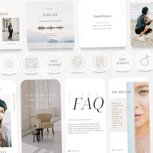 210 Photography Social Media Templates: Posts, Stories, Highlight Cover ...