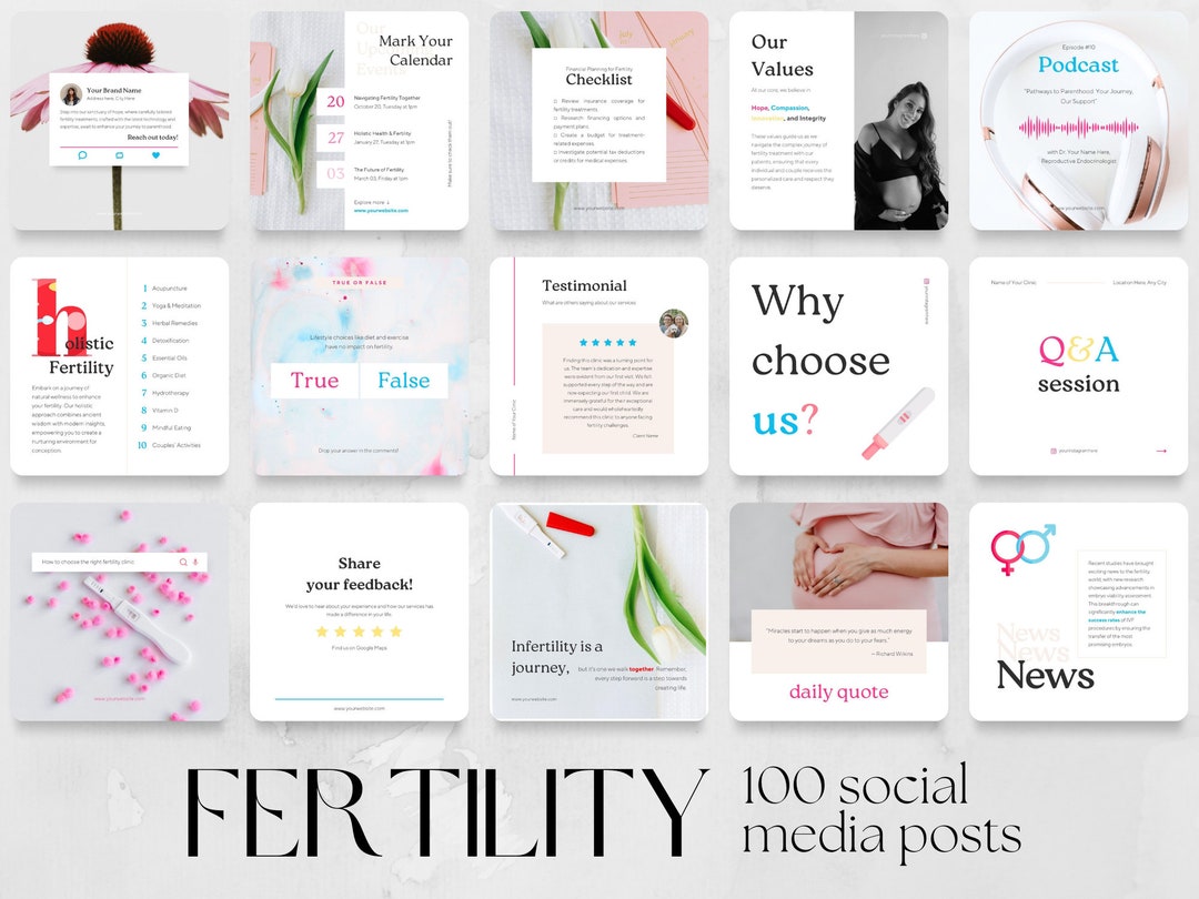 Fertility Social Media Templates: Birth Clinic, Pregnancy Health ...