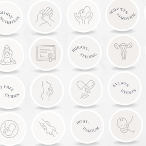 75 Doula Highlights | Text + Icon Stories Highlights for Social Media ...
