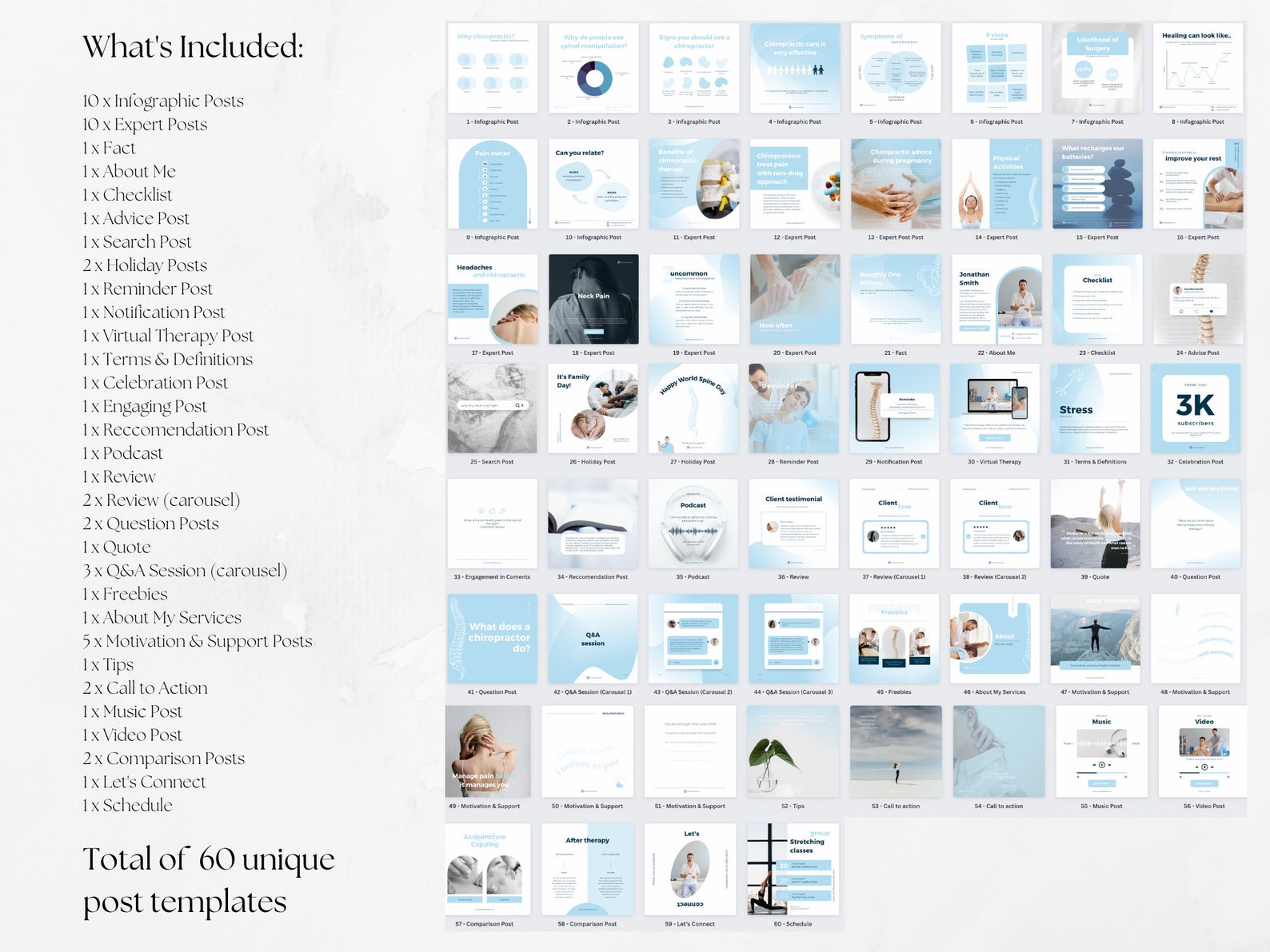 60 Chiropractor Social Media Posts Templates | Chiropractic Doctor ...