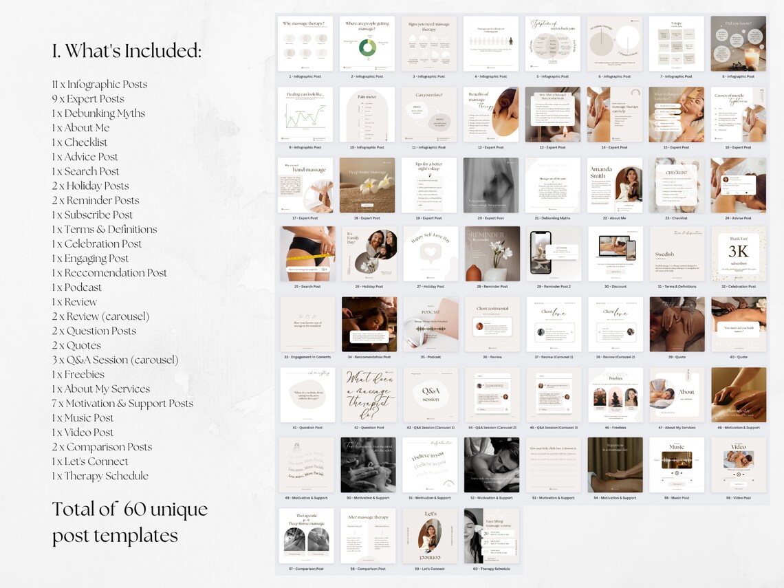 200 Massage Therapist BUNDLE: 60 Posts, 60 Stories, 80 Highlight Covers ...
