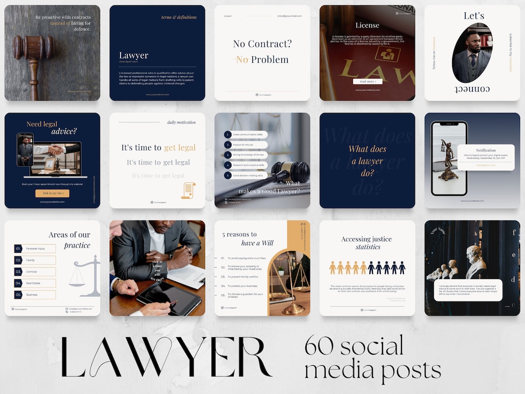 60 Lawyer Social Media Posts Templates | Law Firm Legal Office ...
