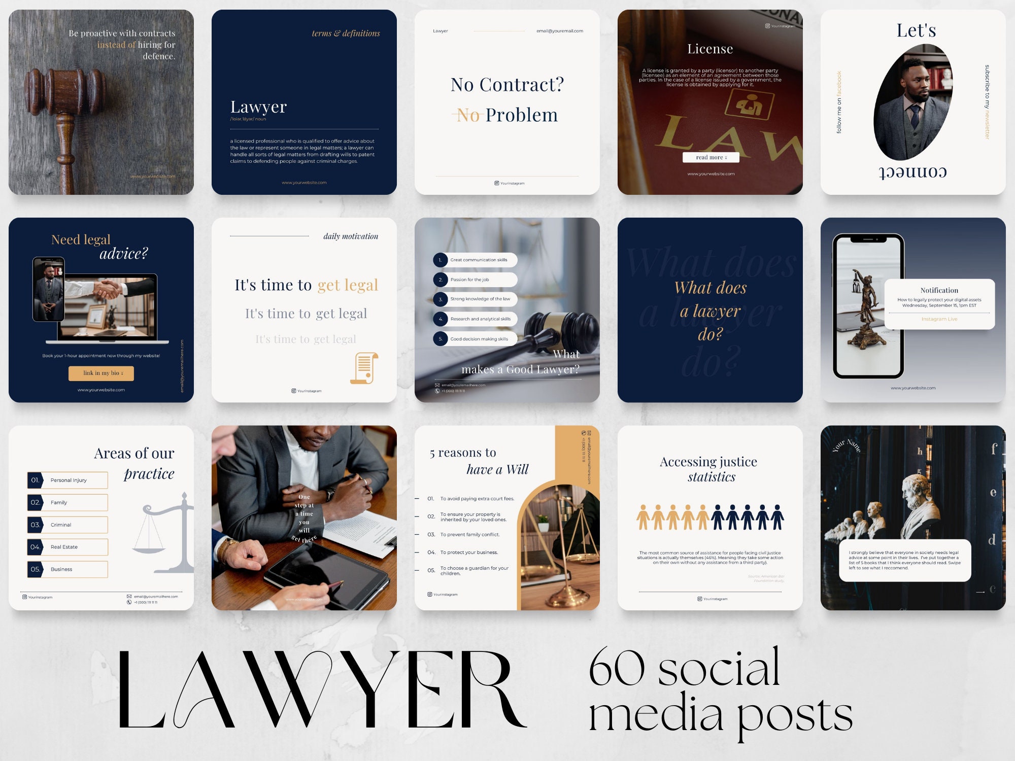 60 Lawyer Social Media Posts Templates | Law Firm Legal Office ...