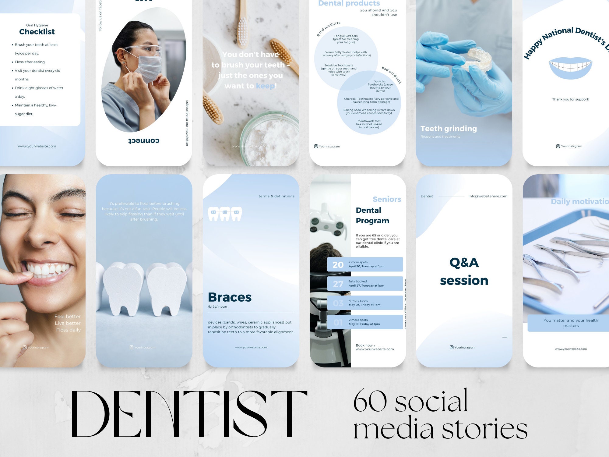 60 Dental Social Media Story Templates | Dentist Clinic Business ...