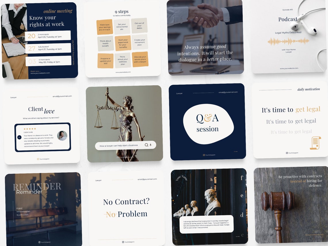 60 Lawyer Social Media Posts Templates | Law Firm Legal Office ...