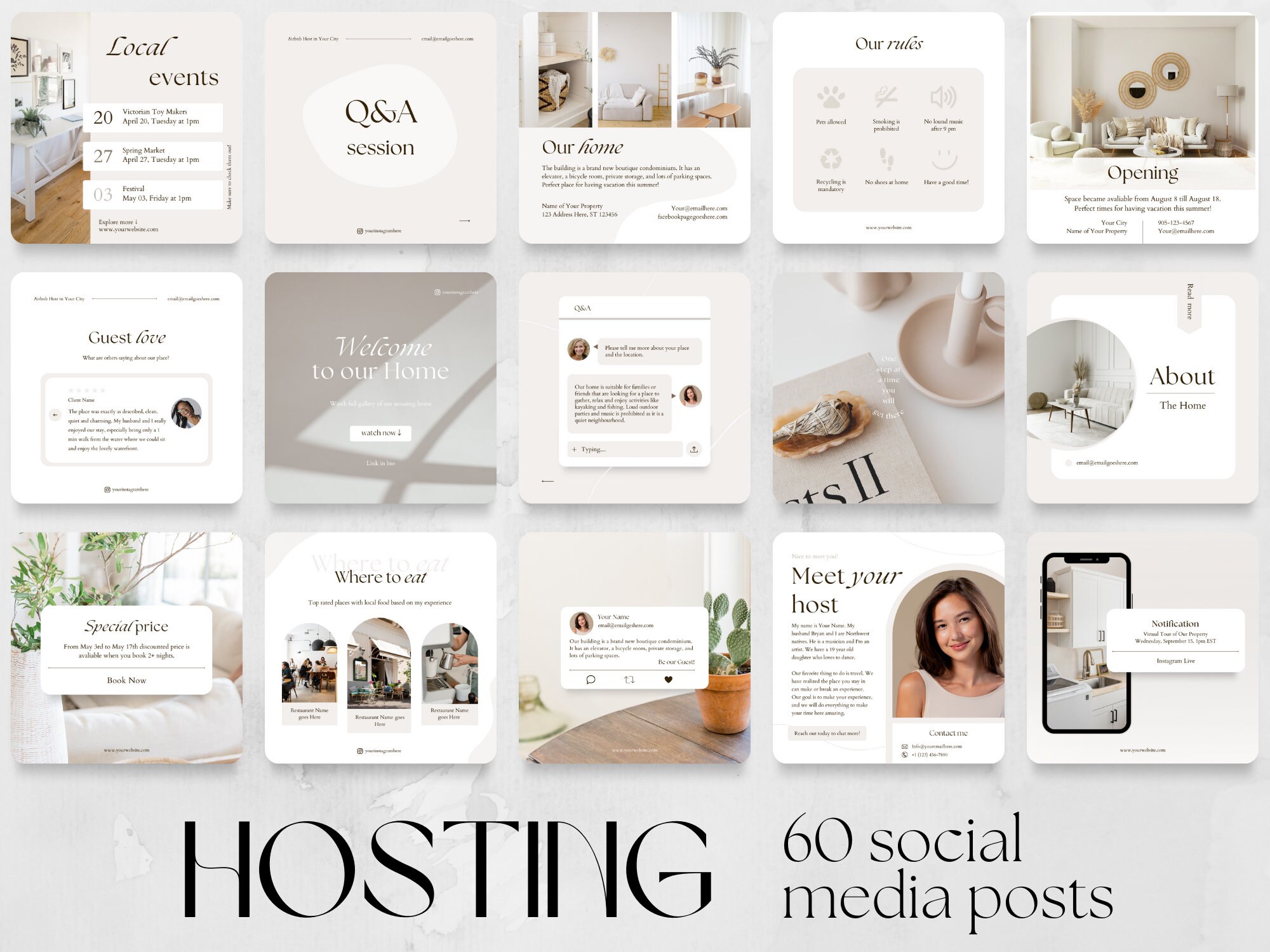 60 Hosting Social Media Posts Templates for Hosts | Vacation Rentals ...