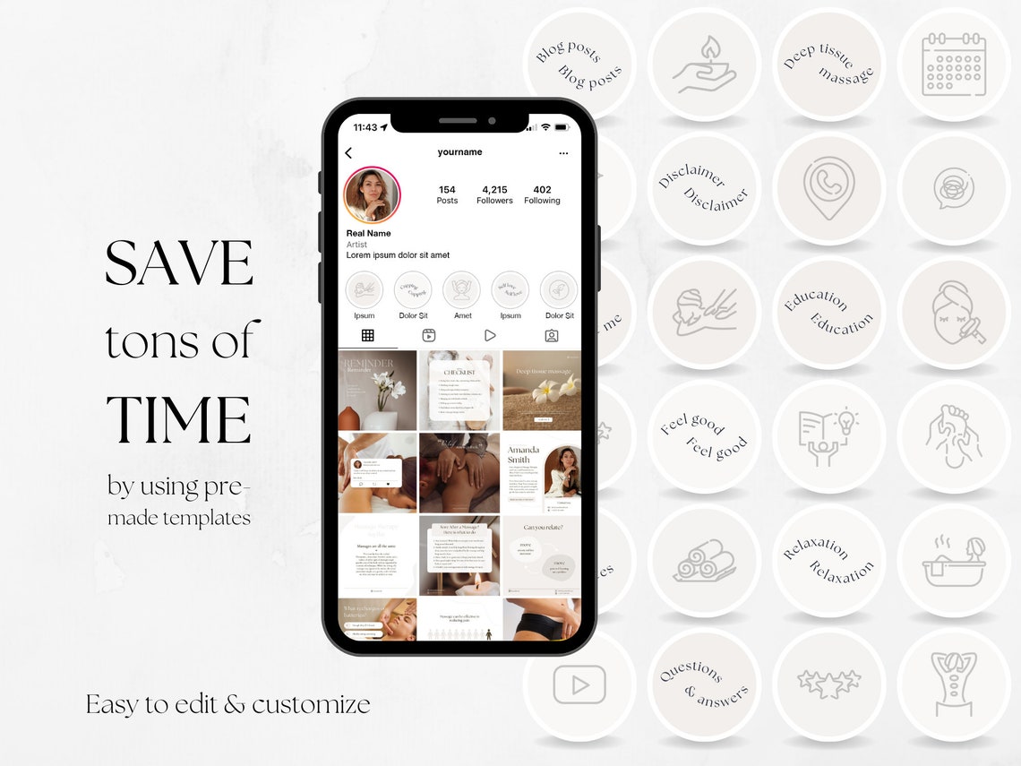 80 Massage Therapist Social Media Story Highlight Covers| Spa ...