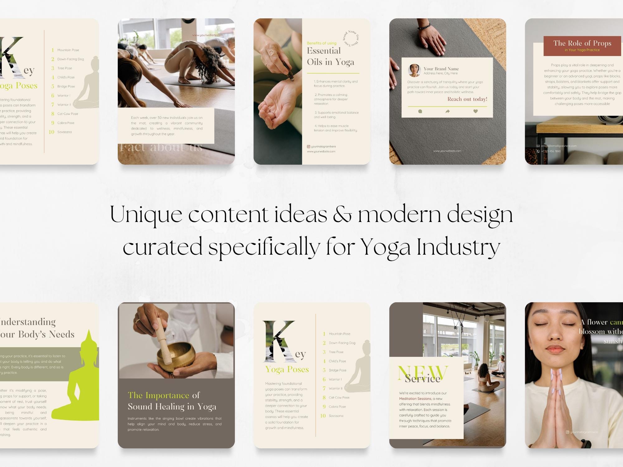 100 Yoga Social Media Post Templates | Yoga Studio Business Instagram ...