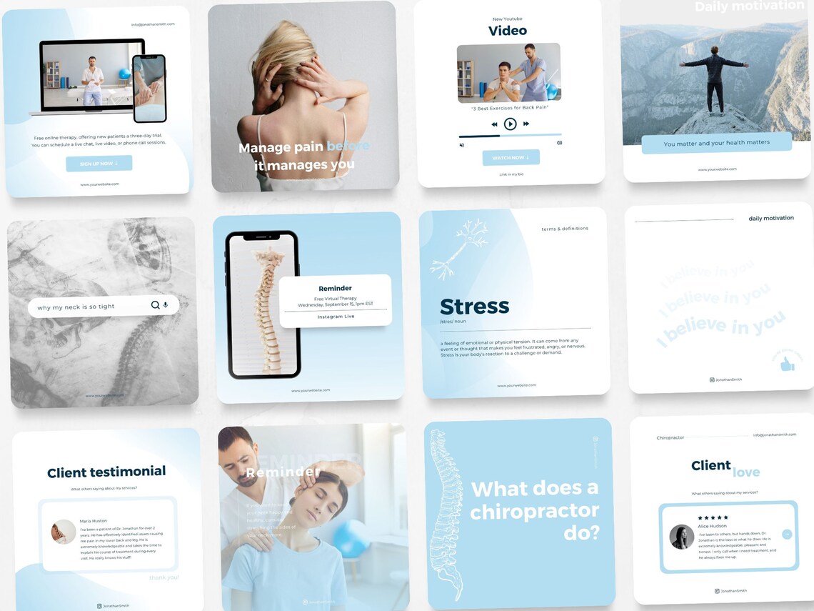 60 Chiropractor Social Media Posts Templates Chiropractic - Etsy Canada
