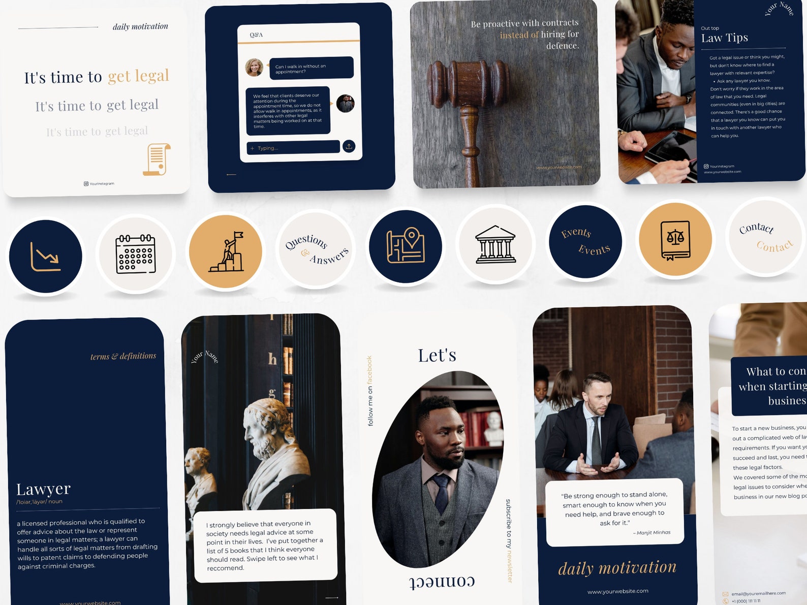 200 Lawyer BUNDLE: 60 Posts, 60 Stories, 80 Highlight Covers Template ...
