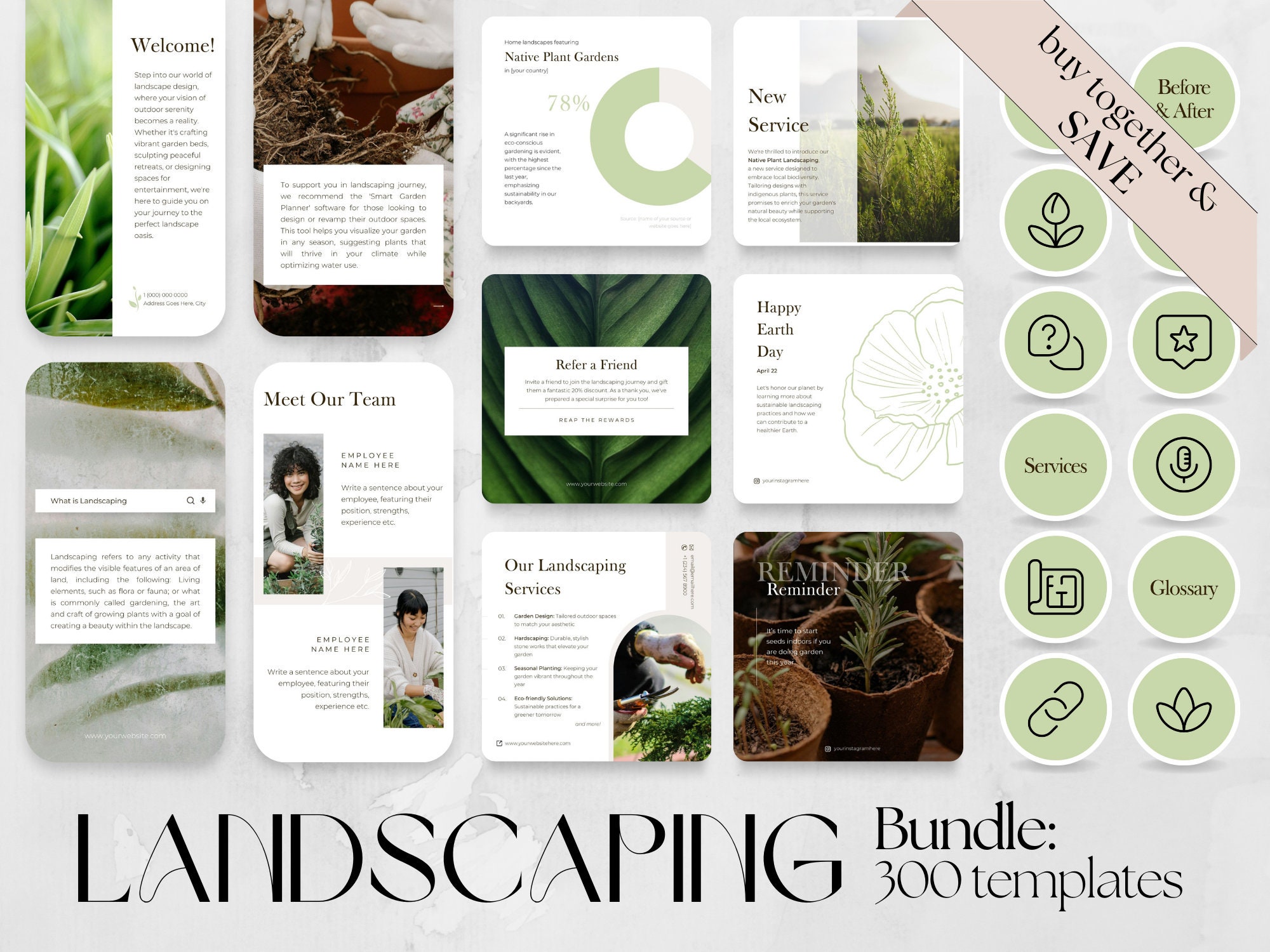 BUDNLE: 300 Landscaping Gardening Posts, Stories, Highlight Covers ...