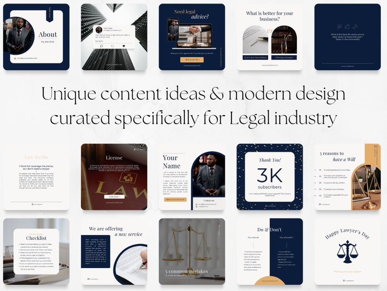 60 Lawyer Social Media Posts Templates Law Firm Legal - Etsy