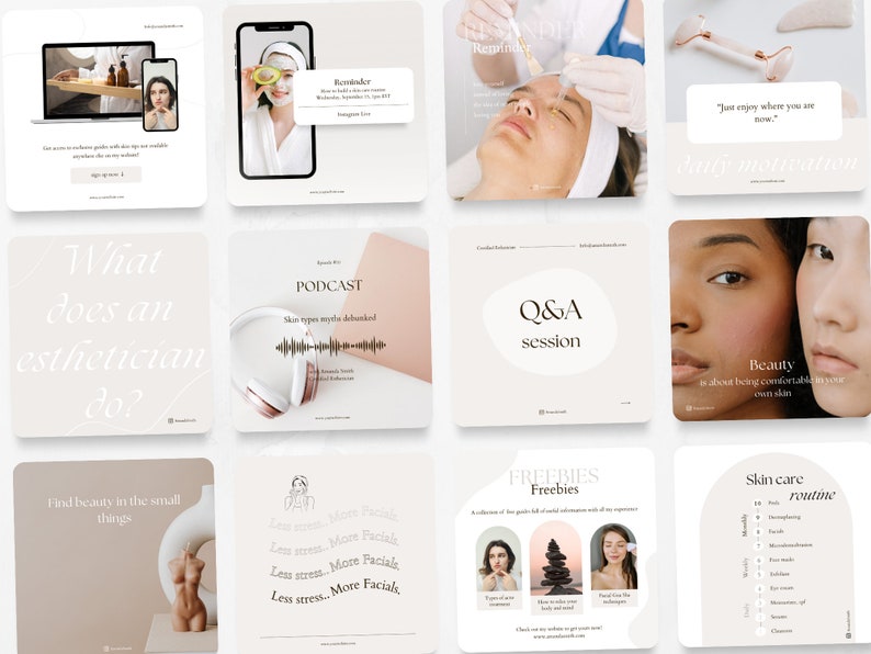 60 Esthetician Social Media Posts Templates Cosmetician - Etsy
