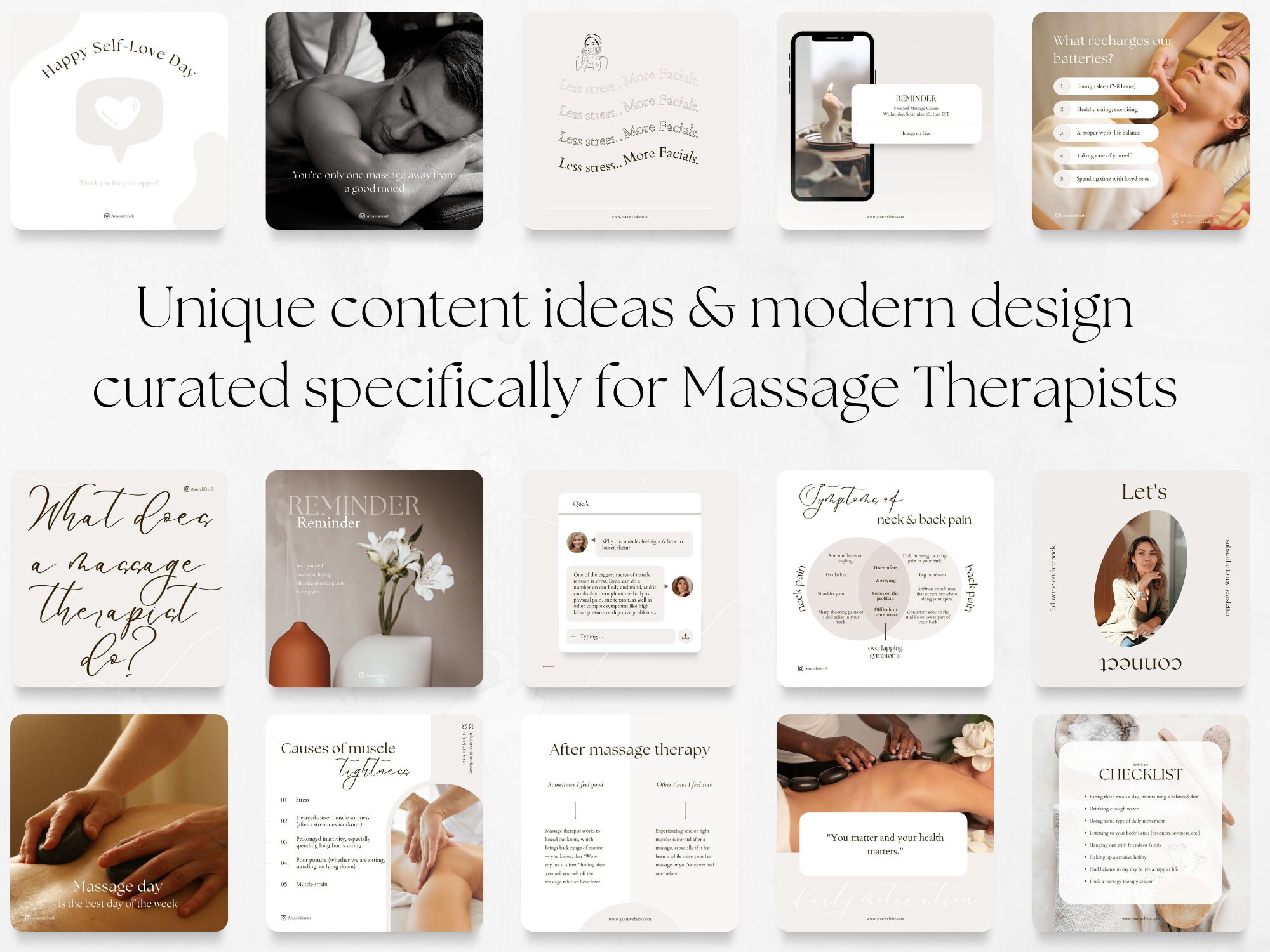60 Massage Therapist Social Media Posts Templates Spa RMT - Etsy