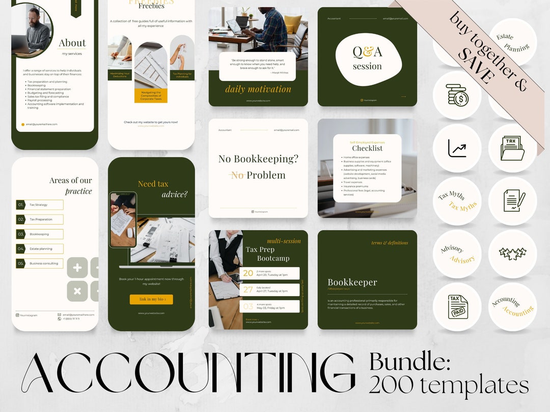 200 Accounting Bookkeeping Tax BUNDLE: 60 Posts, 60 Stories, 80 ...