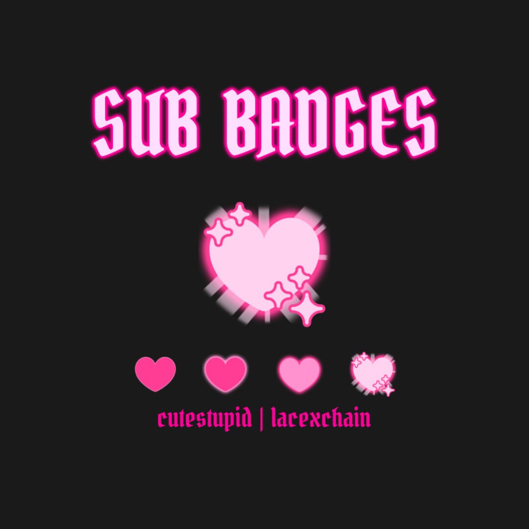 Glowing Heart Sub Badges | Pink - Etsy