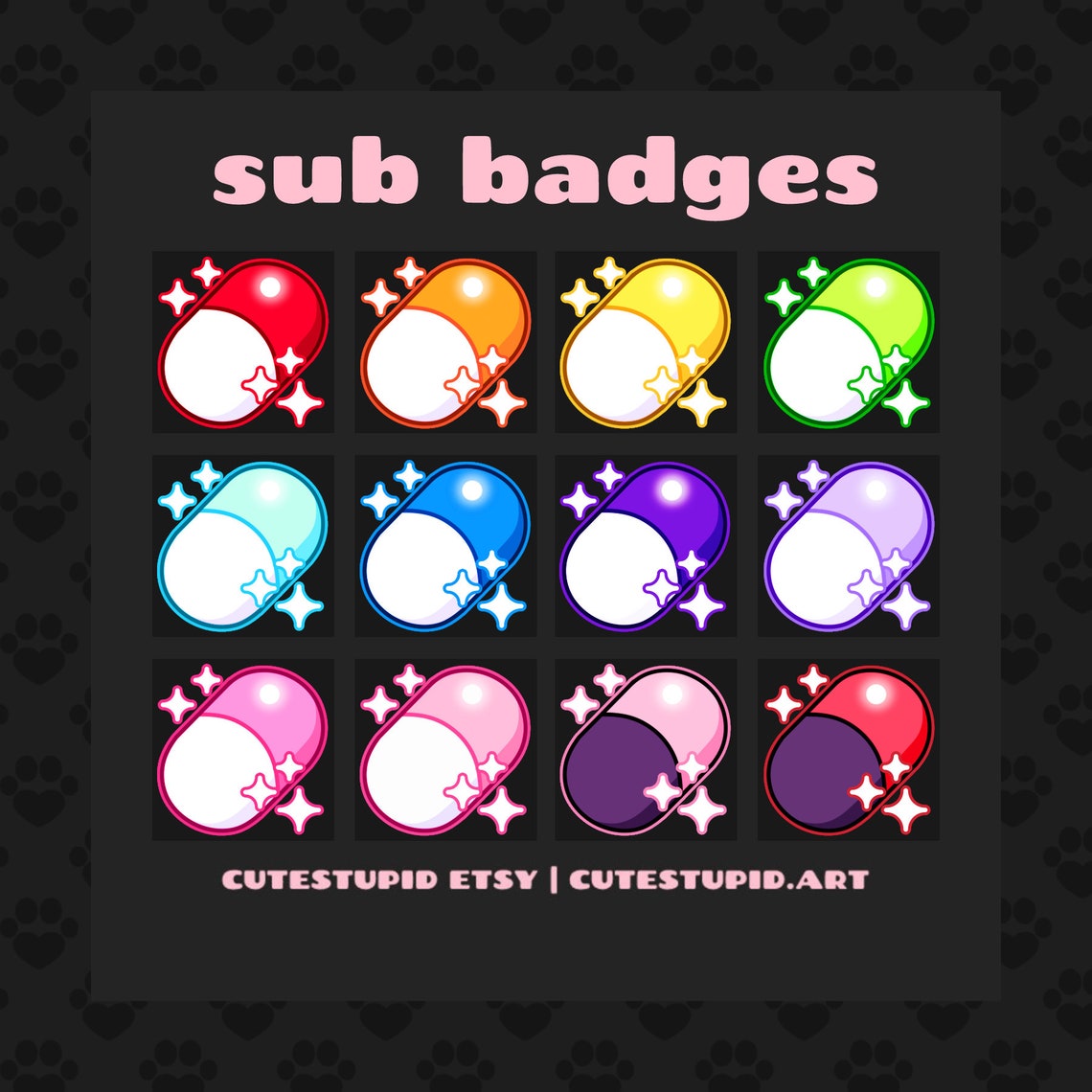 Capsule Pill Pack Twitch Sub Badges, Bits, Channel Points - Etsy