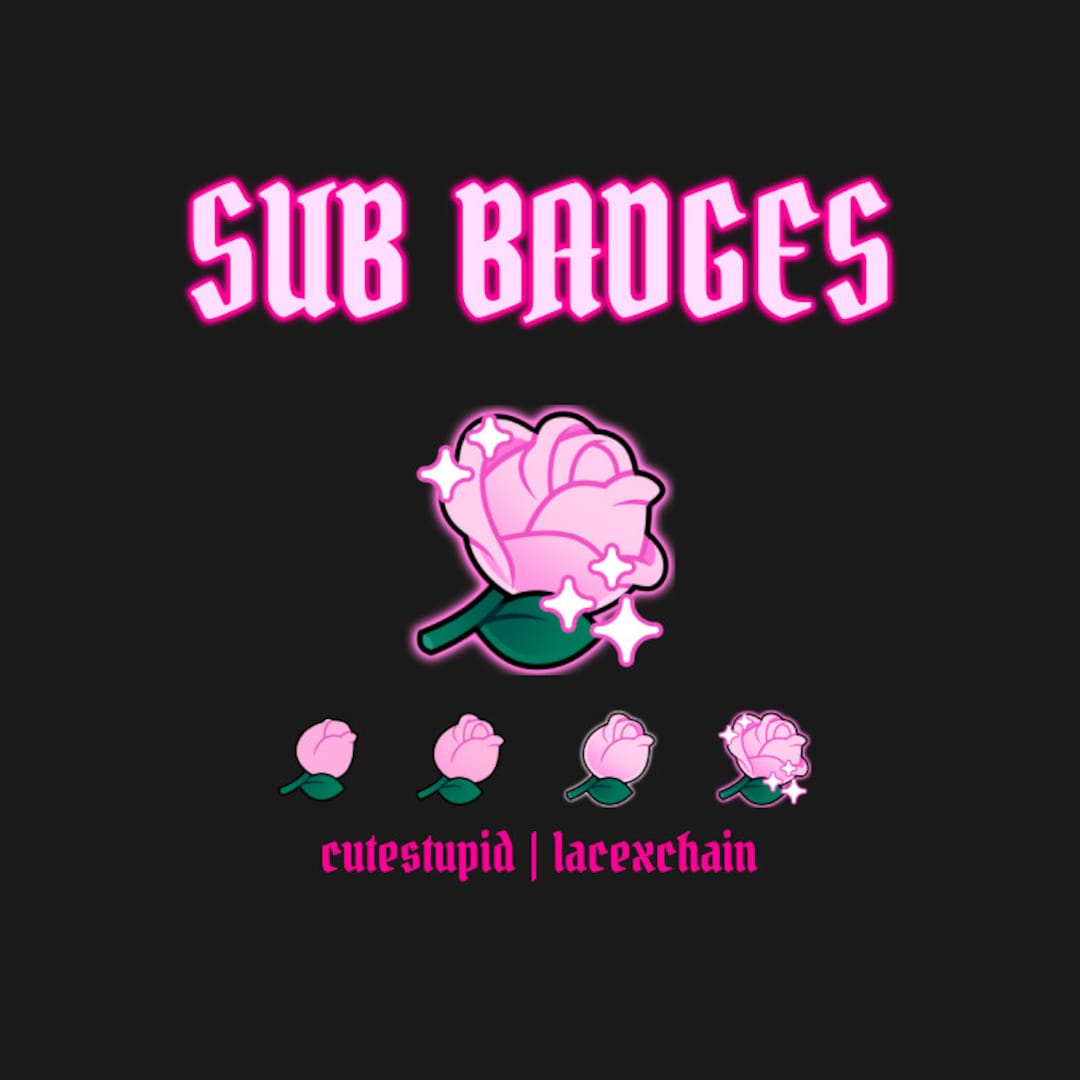 Rose Sub Badges | Pink - Etsy