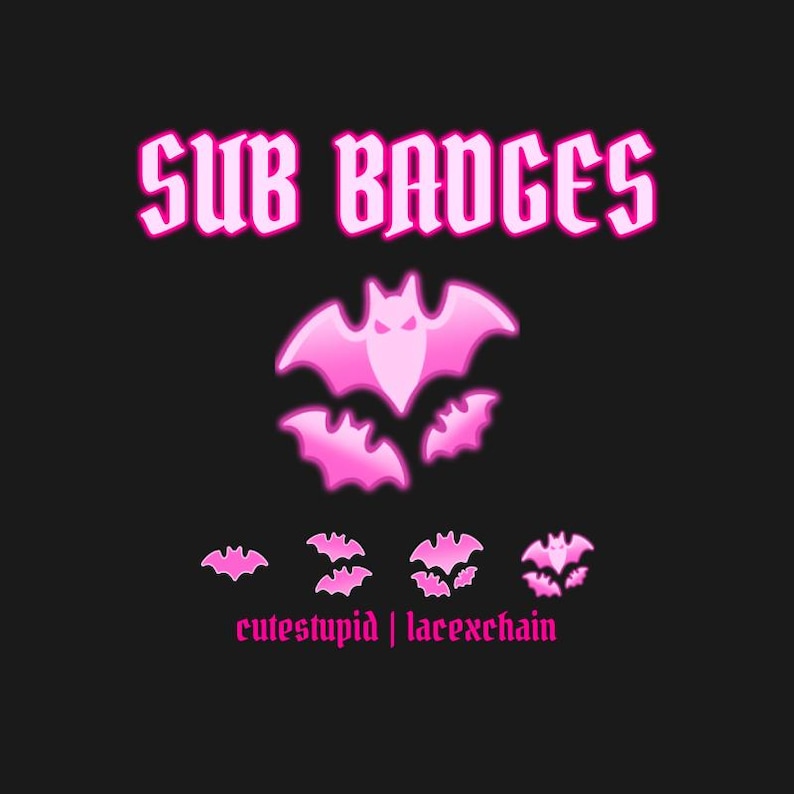 Bat Sub Badges | Pink - Etsy
