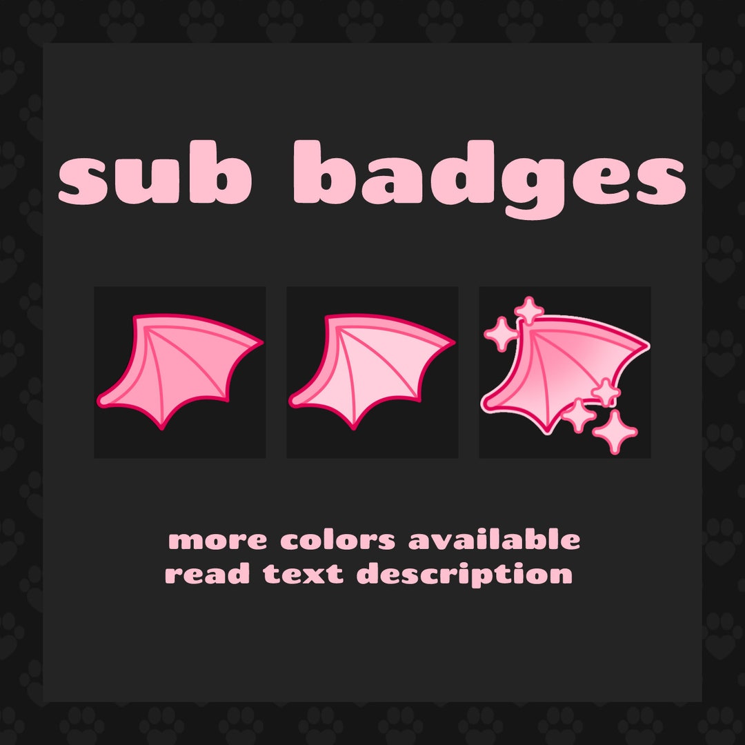 Bat Wing Sub Badges Pink Twitch Sub Badges, Bits, Channel Points - Etsy