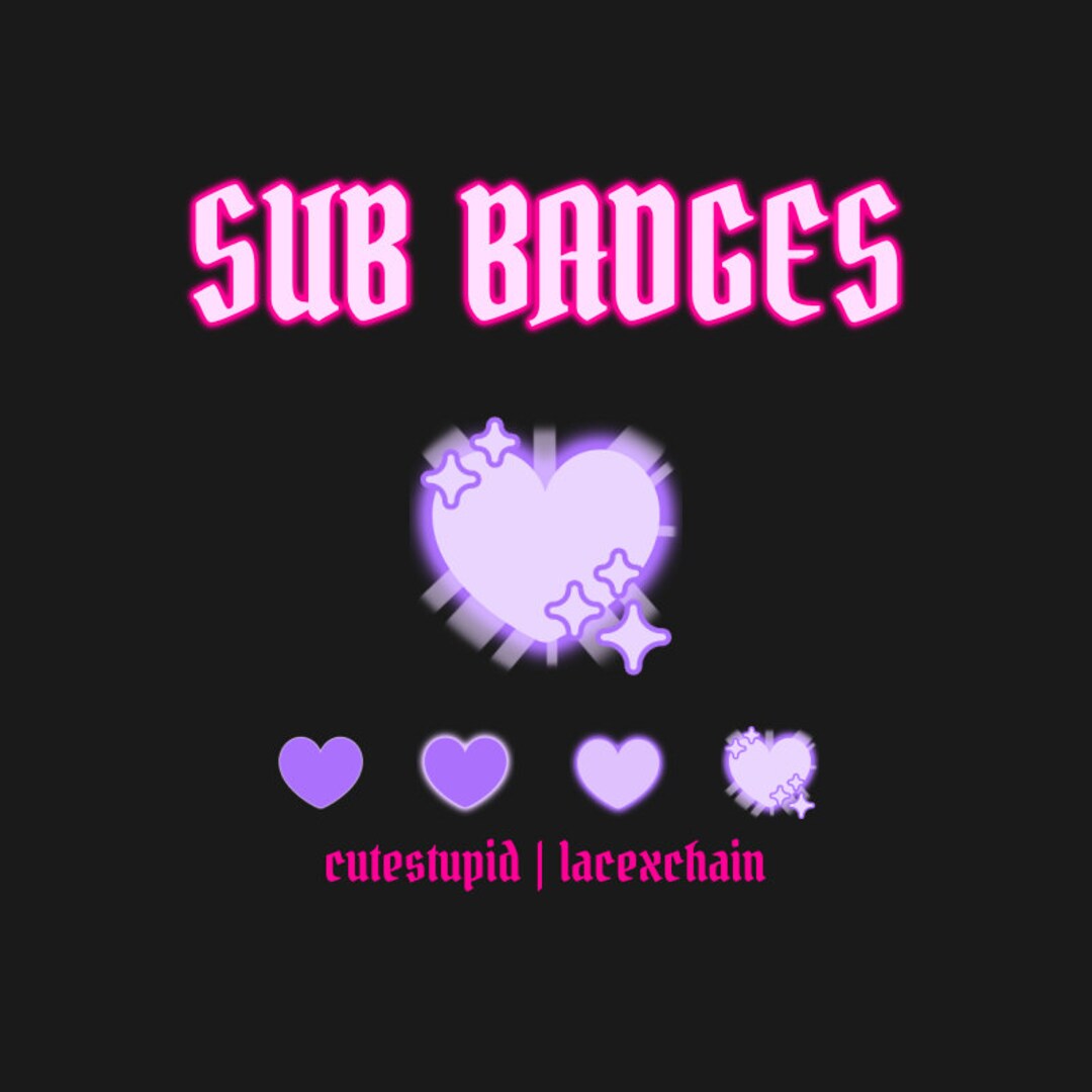 Glowing Heart Sub Badges | Lavender - Etsy